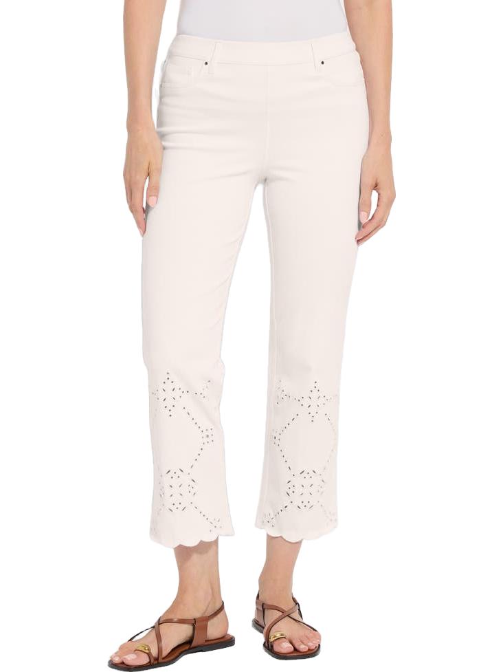 LYSSÉ Billie Eyelet Pull-On Crop Jeans